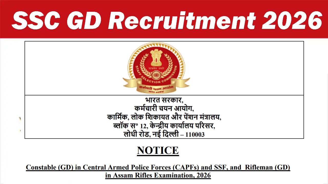 SSC GD Online Form 2026 For (25,487 Vacancy) Constable GD Recruitment ...