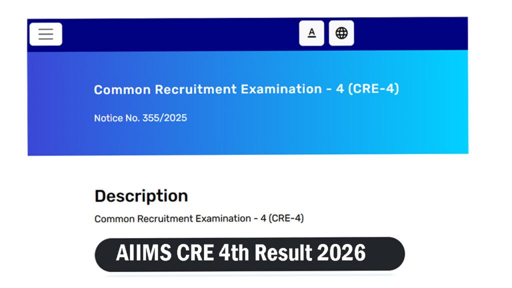 AIIMS CRE 4th Result 2026 Group A, B & C Merit List PDF - Result Marg