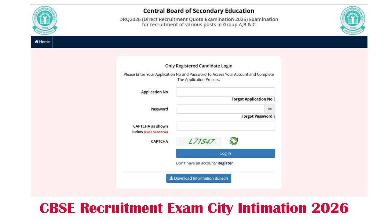 CBSE Recruitment Exam City Intimation 2026 Notice OUT Group A, B, C ...
