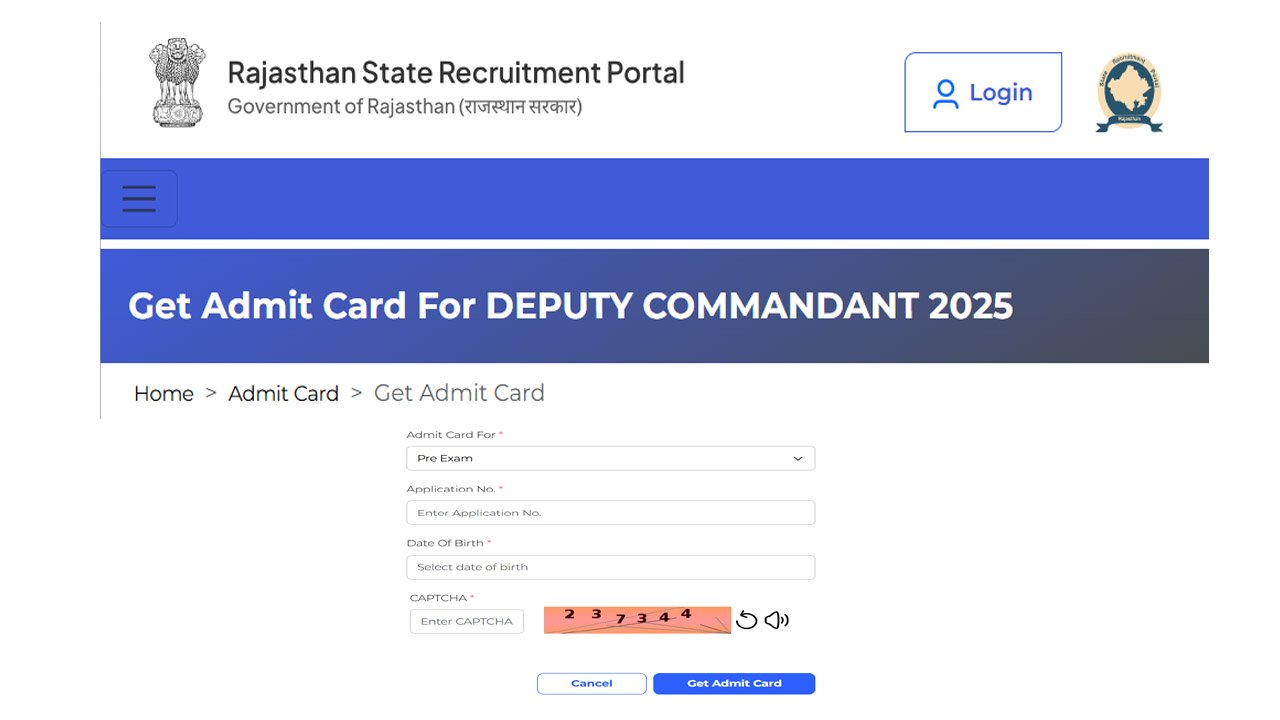 RPSC Deputy Commandant Admit Card 2026 (OUT) Rajasthan DC Admit Card ...