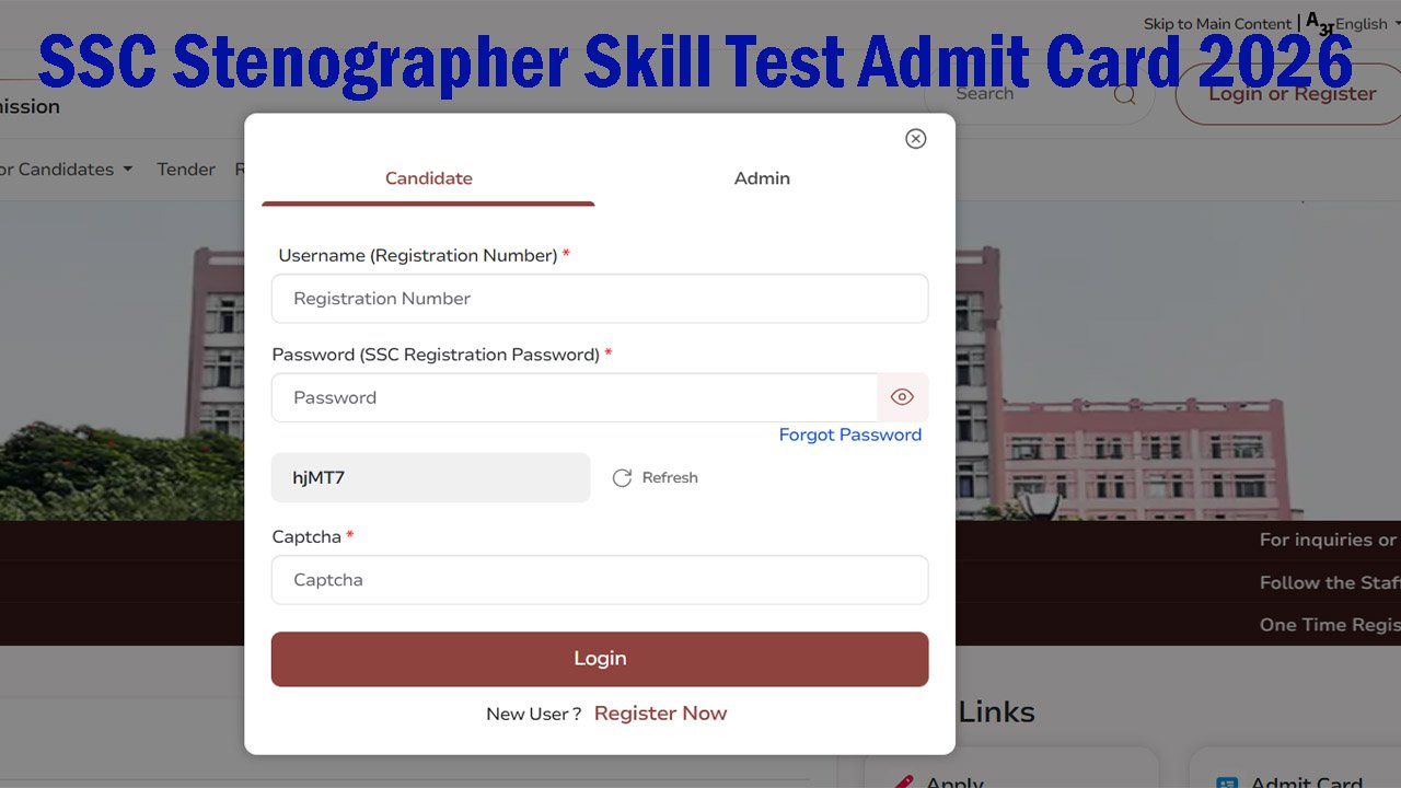 SSC Stenographer Skill Test Admit Card 2026 Exam City Check - Result ...