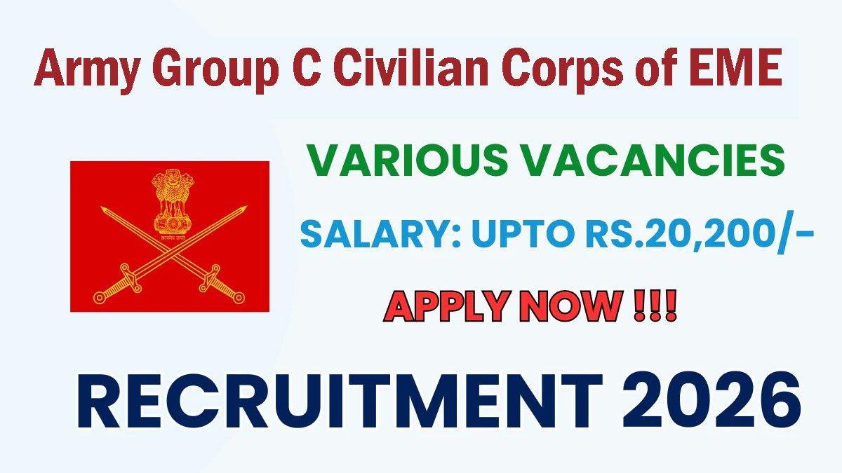 Army Group C Civilian Corps of EME Recruitment 2026 Notification, 7010 ...
